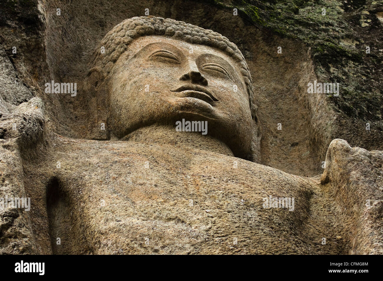 Detail of the 11 meter tall unfinished statue of Buddha, Bandarawela ...