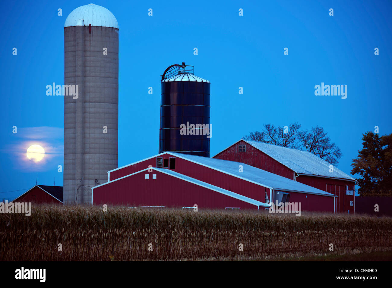 USA, Wisconsin, Moonrise over farm Stock Photo - Alamy
