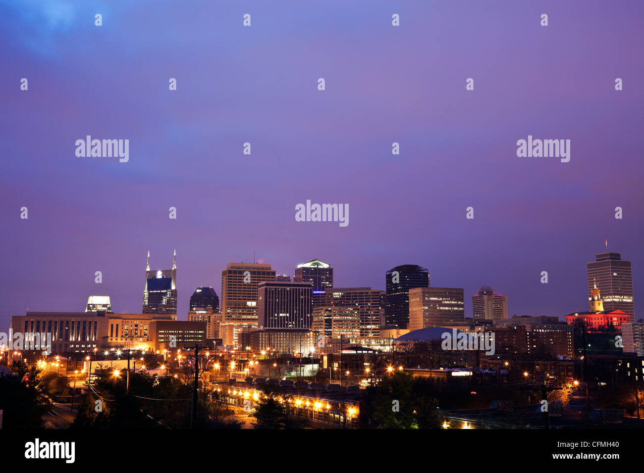 USA, Tennessee, Nashville, Panoramic cityscape at night Stock Photo - Alamy
