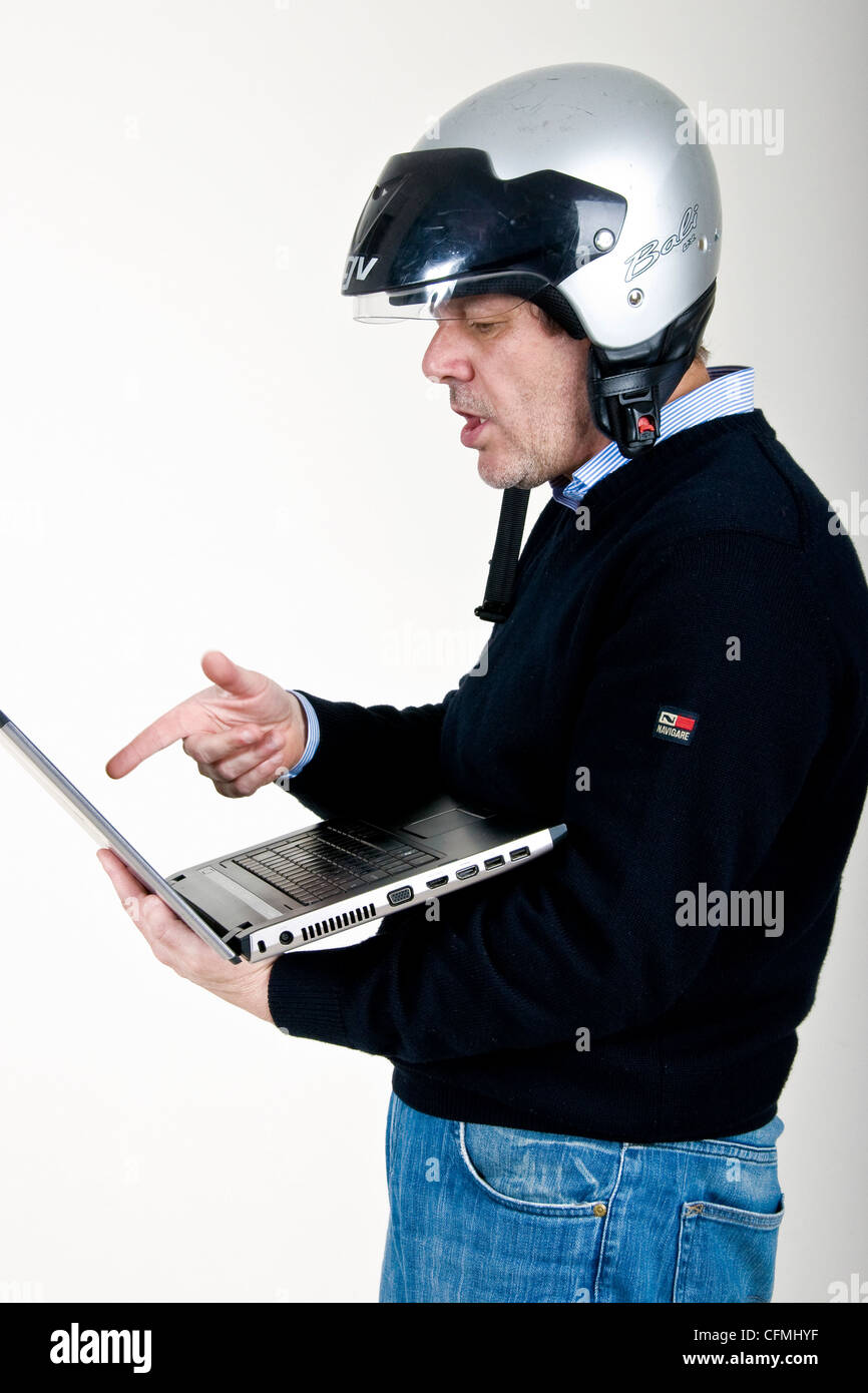 Man with laptop Stock Photo - Alamy