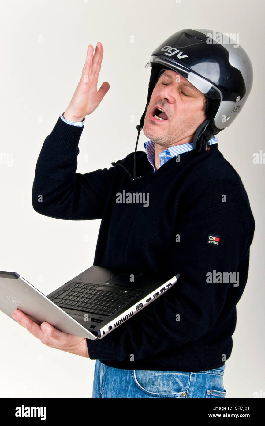Man with laptop Stock Photo - Alamy