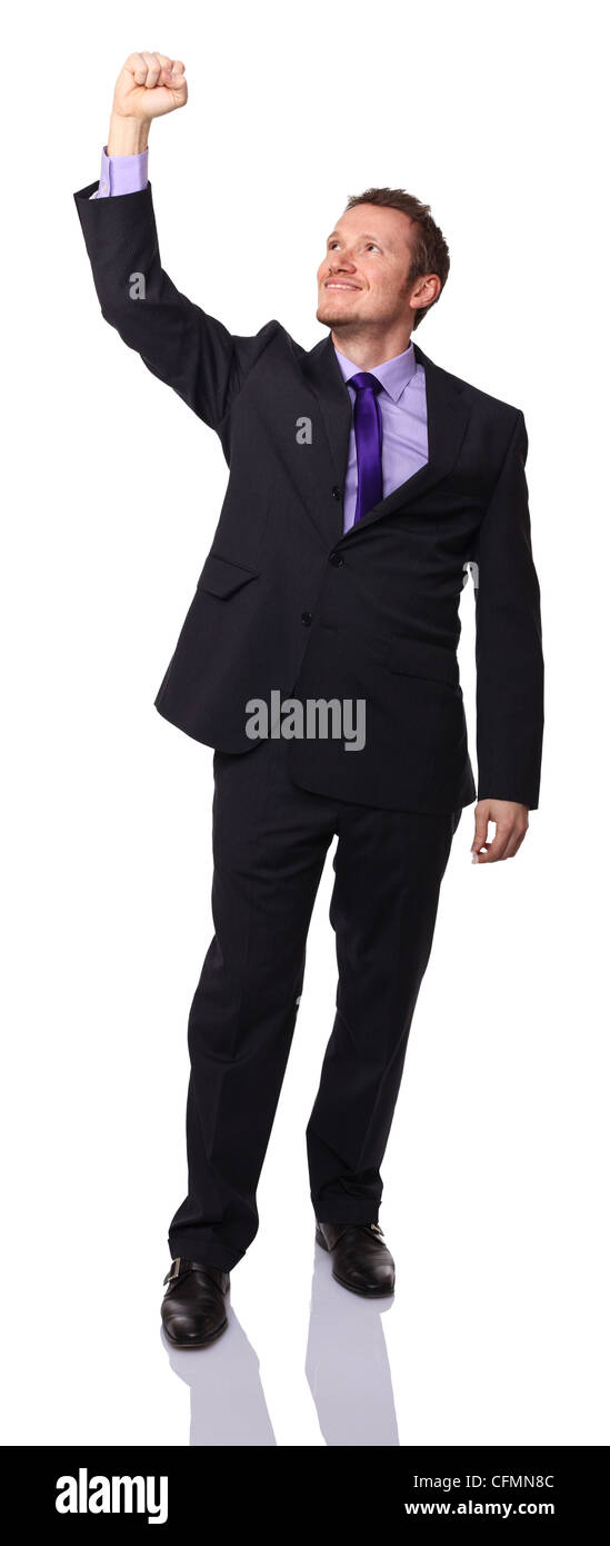business man look up isolated on white Stock Photo - Alamy