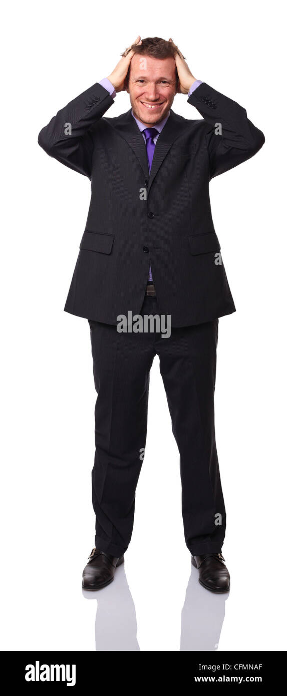 stressed man isolated on white background Stock Photo - Alamy