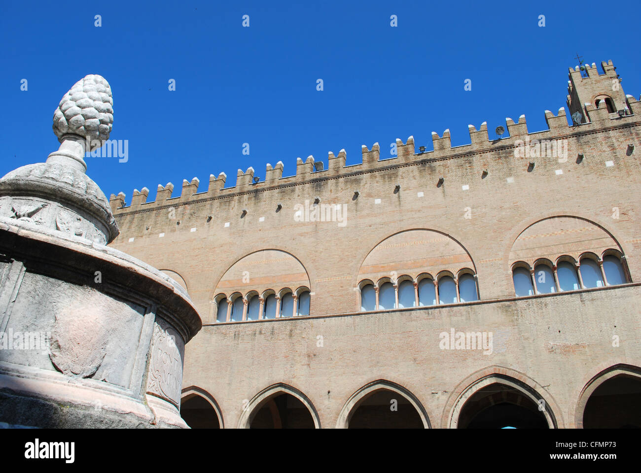 Cavour square, pine cone fountain and Ducal palace, Rimini, Emilia ...