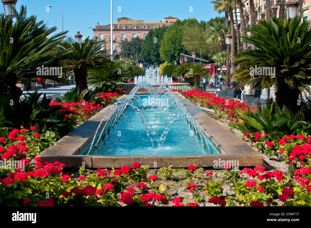 Fountain in the style of the Generalife outside the town hall in Murcia ...