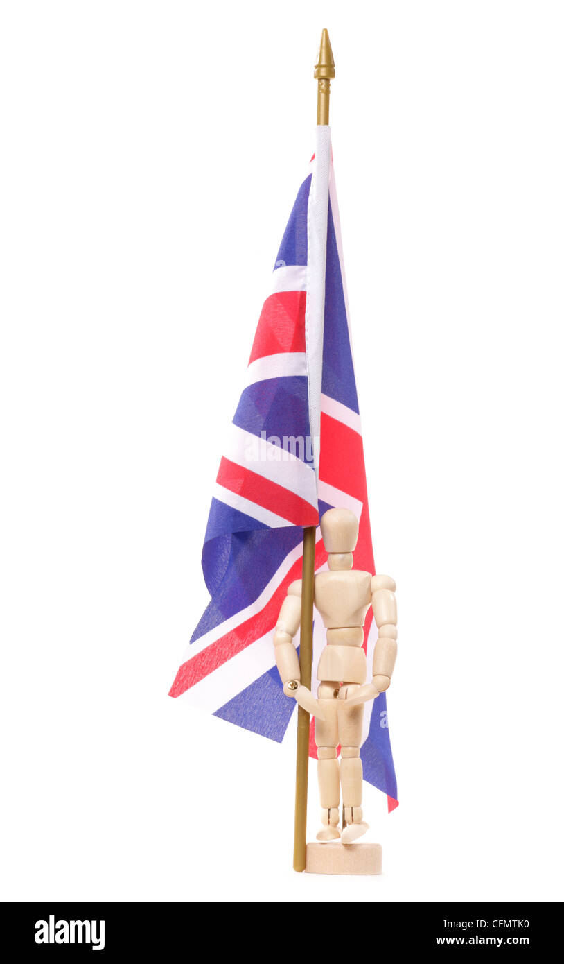 artist mannequin with union jack flag studio cutout Stock Photo - Alamy