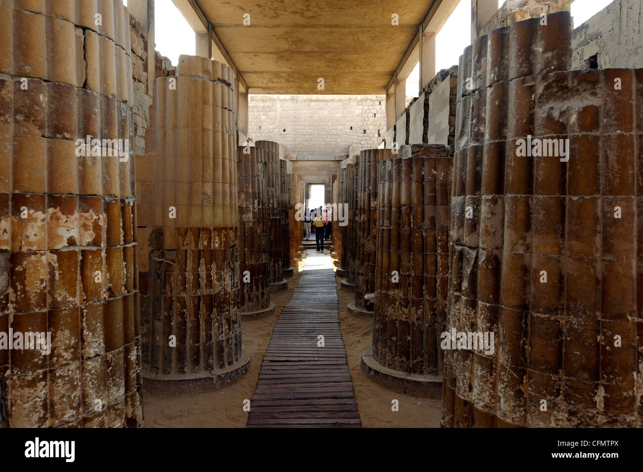 Saqqara. Egypt. View of the two rows of 20 ribbed columns over six ...