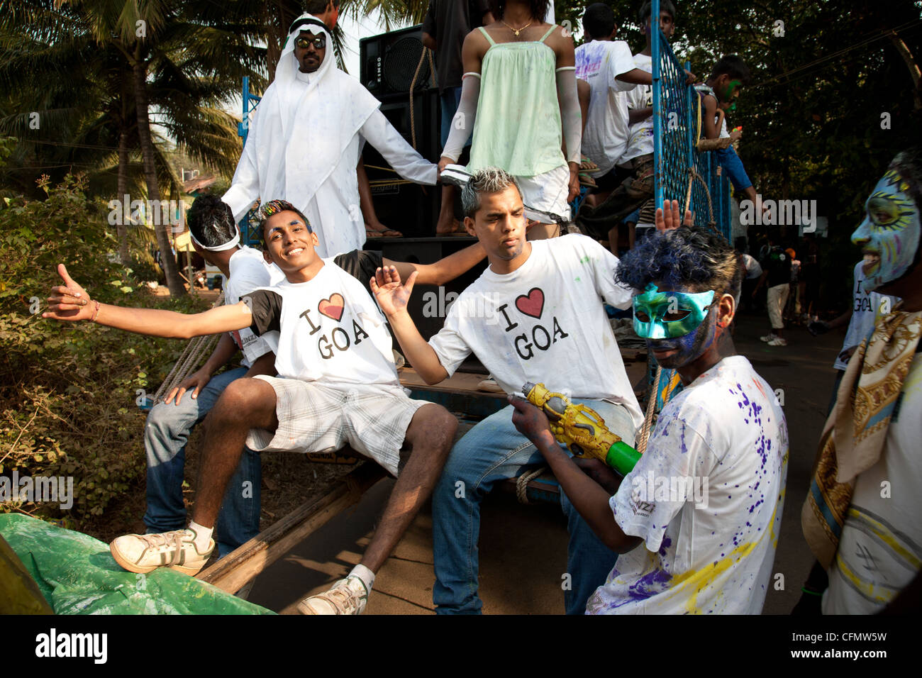 I Love Goa teeshirts worn by a boys, Carnival procession Benaulin South ...