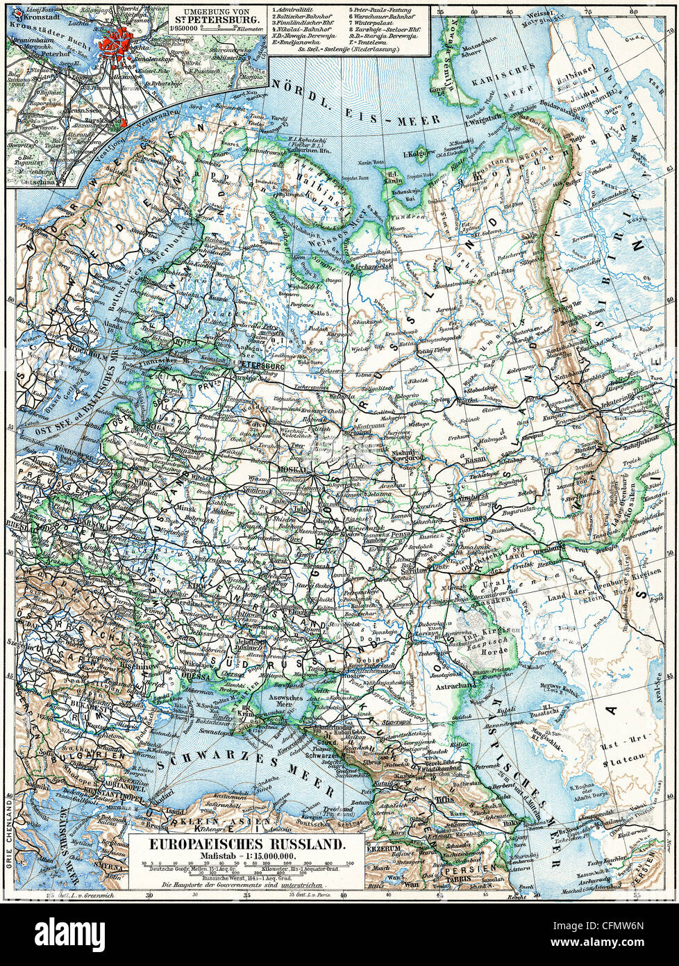 Map of the russian empire hi-res stock photography and images - Alamy