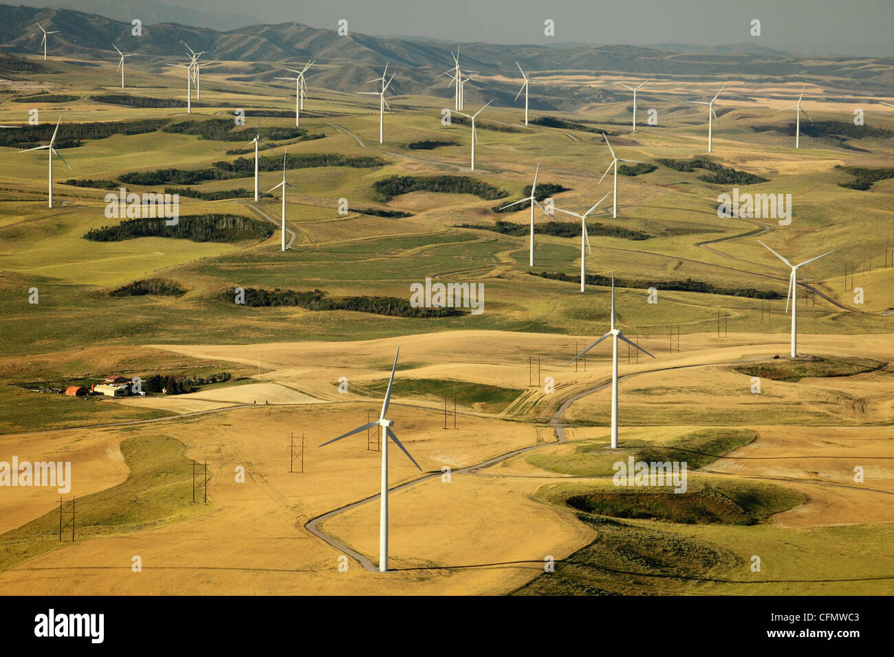 An aerial view of a modern wind farm Stock Photo - Alamy