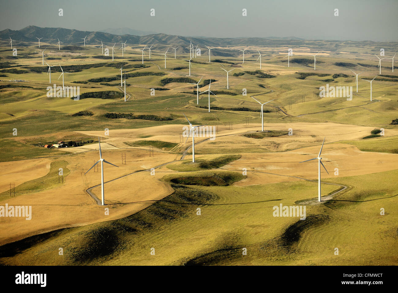 An aerial view of a modern wind farm Stock Photo - Alamy