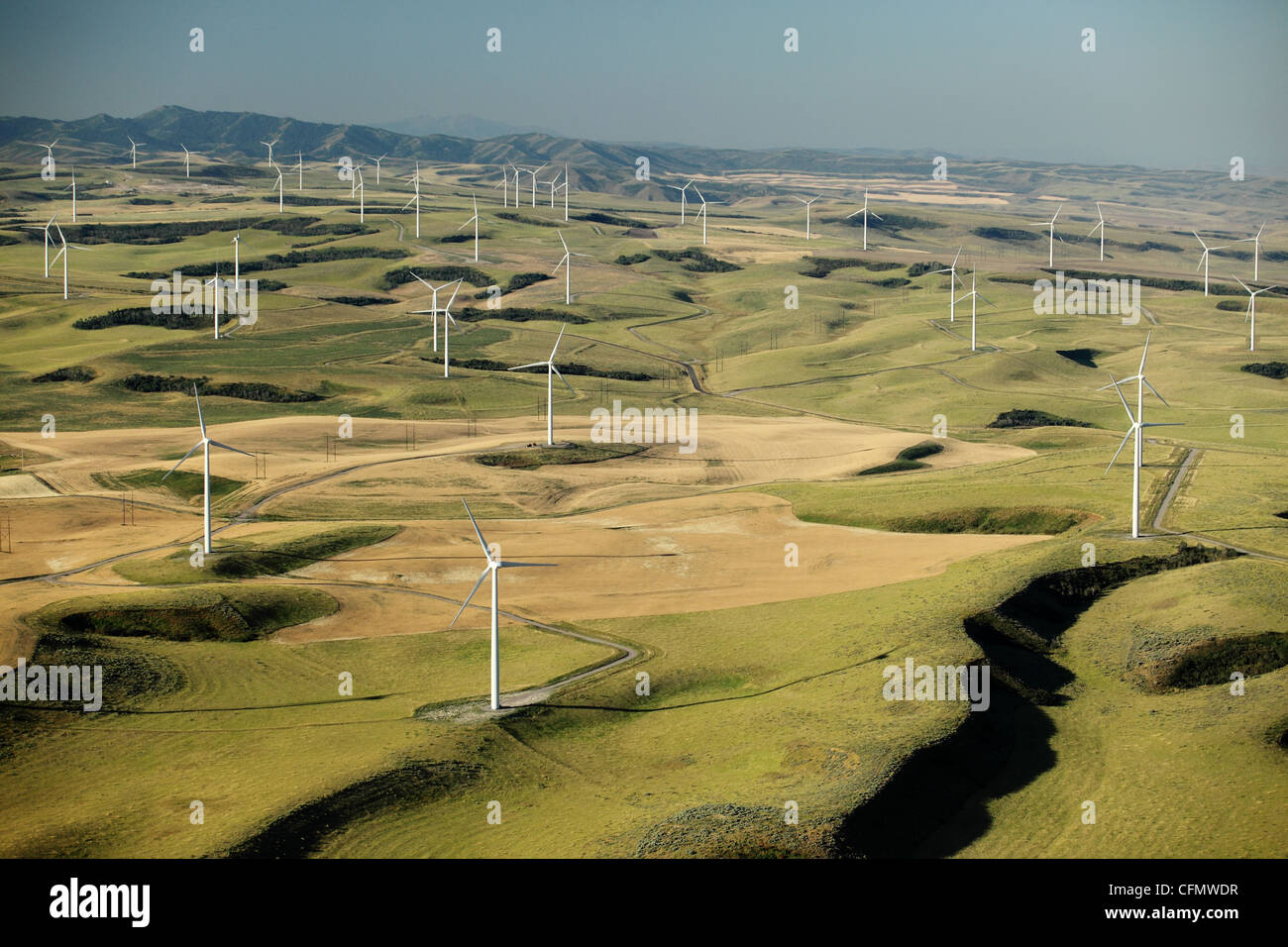 An aerial view of a modern wind farm Stock Photo - Alamy