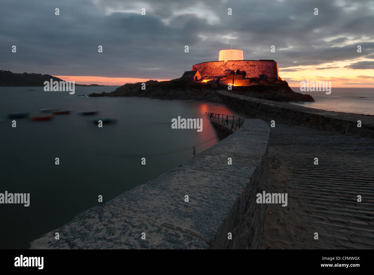 Fort Grey at dusk on Guernsey in the Channel Islands Stock Photo - Alamy