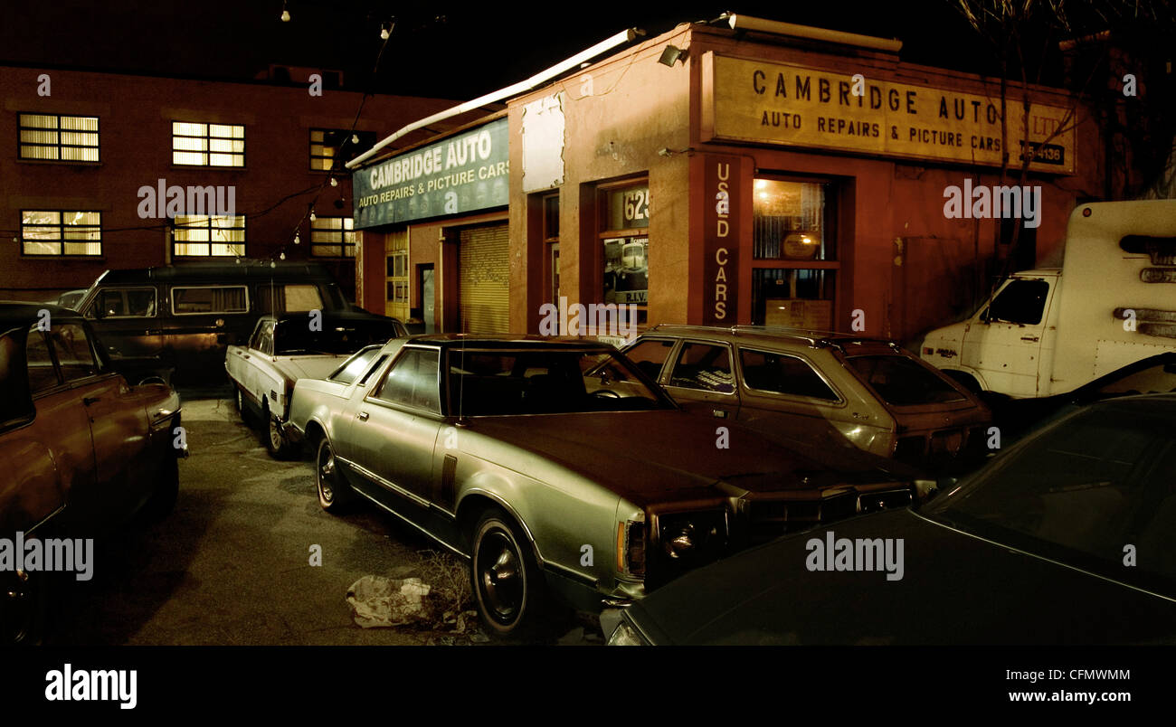 Auto Shop at Night Stock Photo - Alamy
