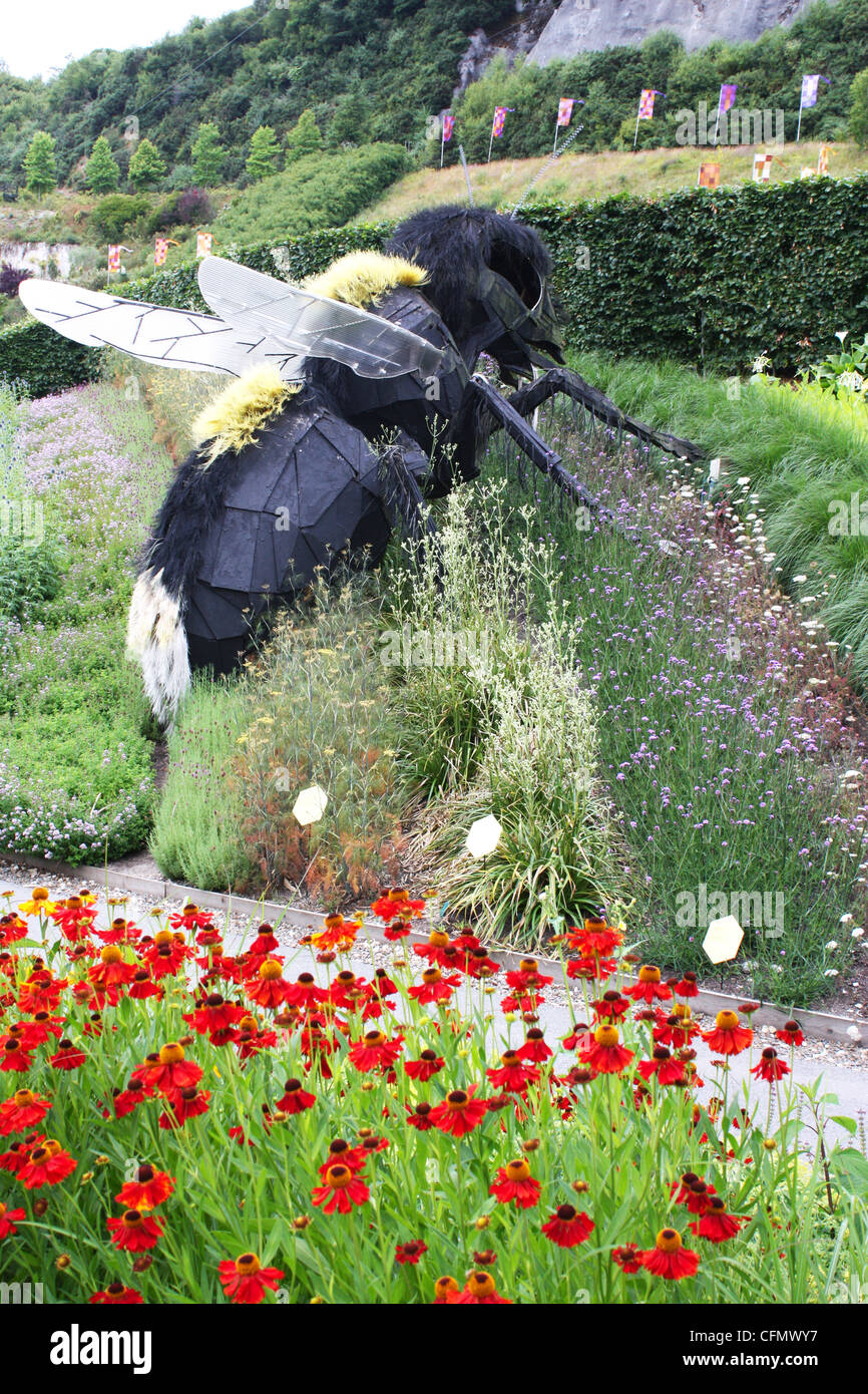 Big bees sculptures displayed in a garden in Eden Project, UK Stock ...