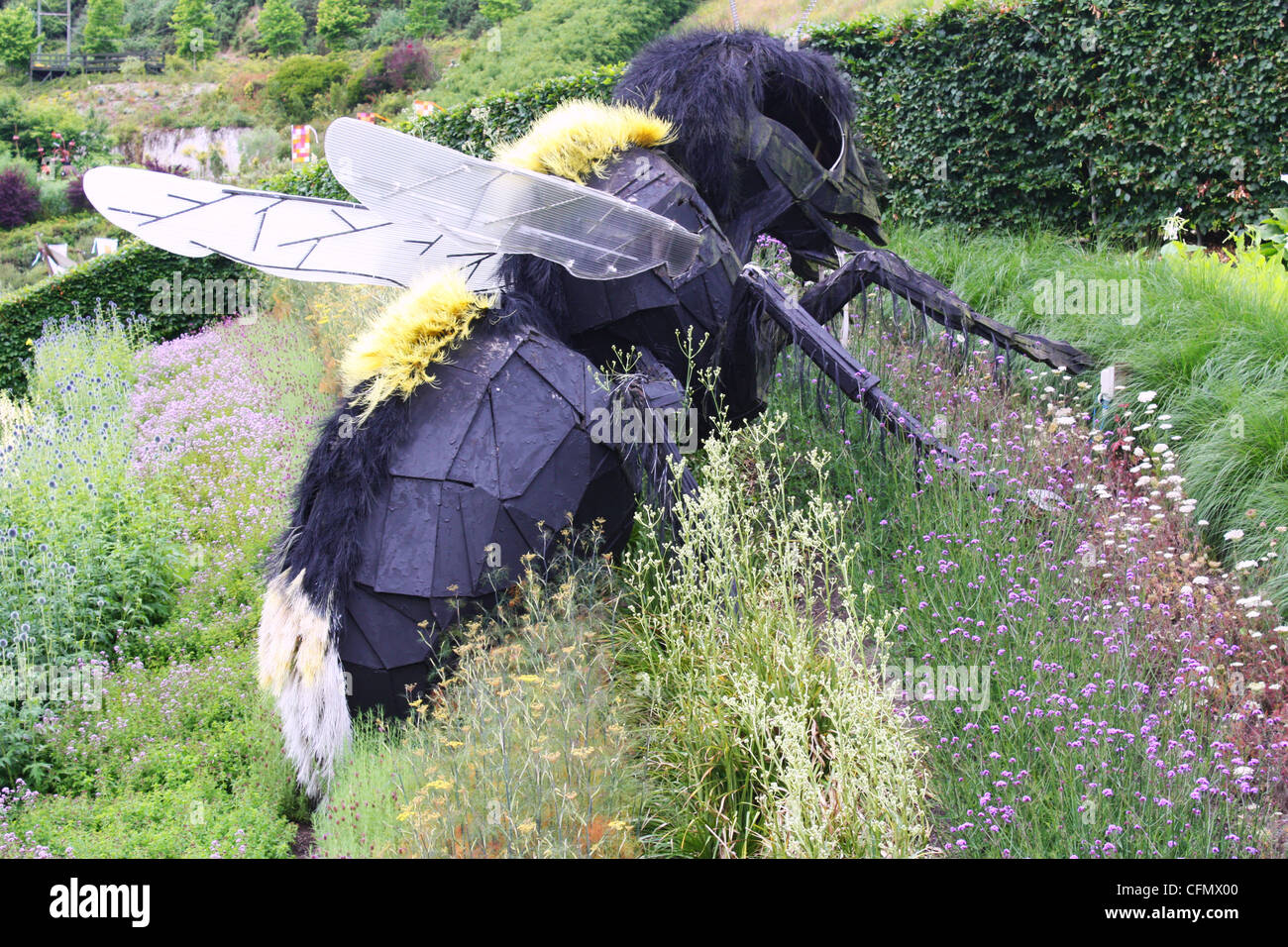 Big bees sculptures displayed in a garden in Eden Project, UK Stock ...