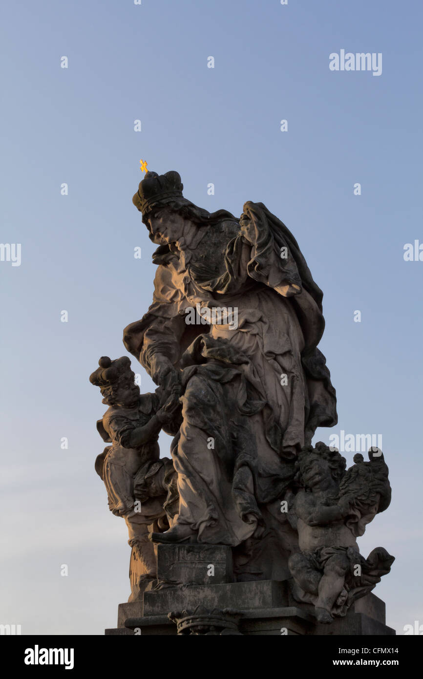 Statue of St. Ludmila teaching a young Wenceslas to read the Bible ...