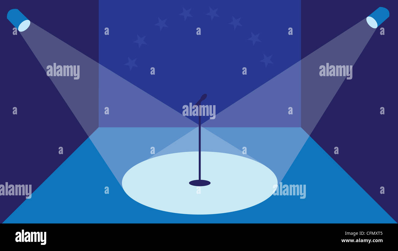 Abstract Stage with microphone and spotlights illustration Stock Photo ...