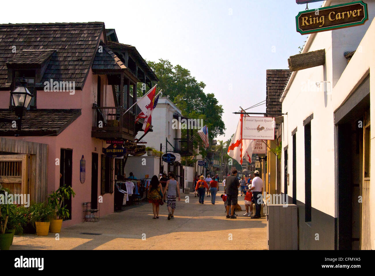 Looking down St. George Street in St. Augustine, Florida Stock Photo ...