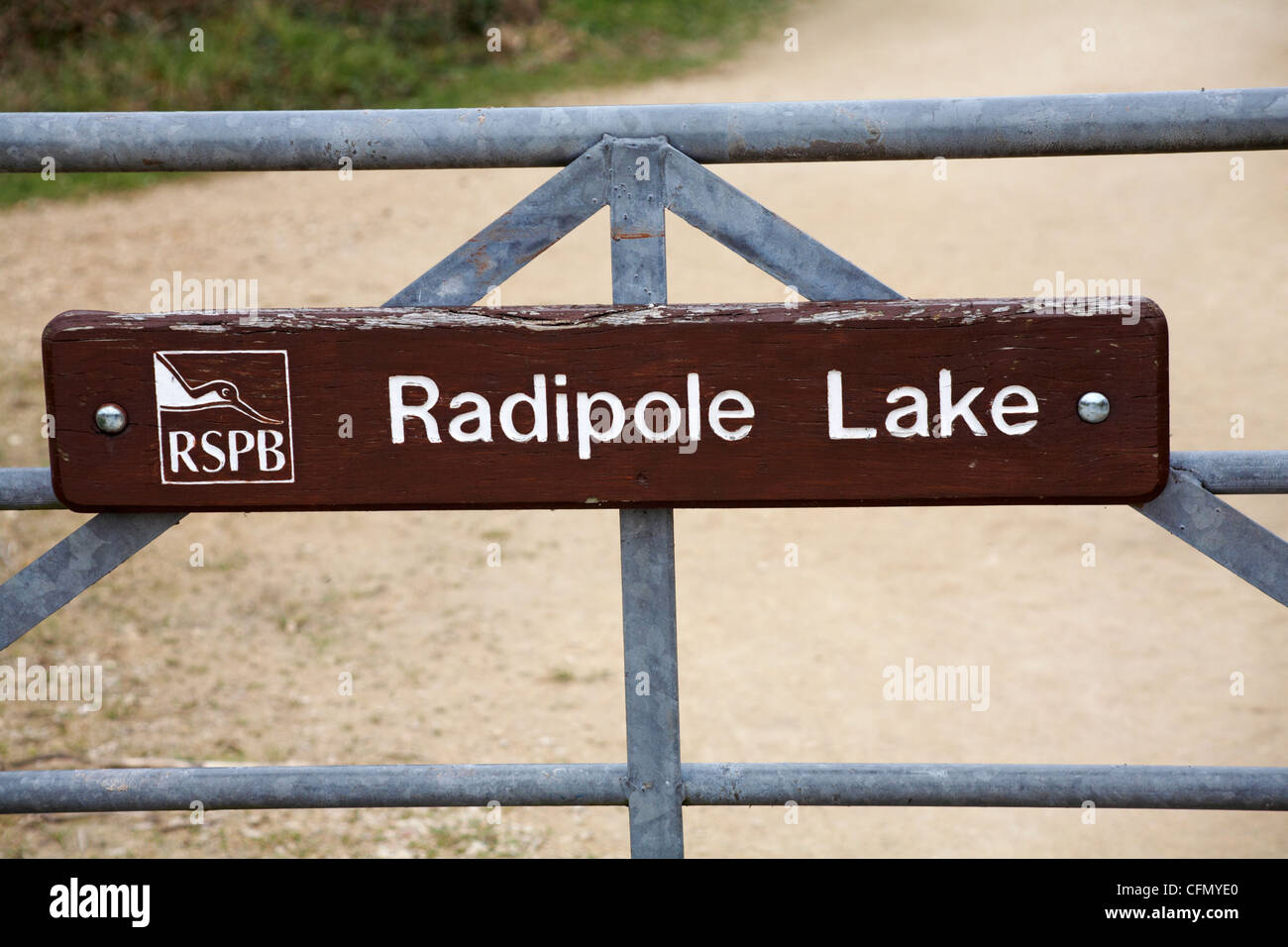 gate into Radipole Lake RSPB Nature Reserve at Weymouth in March Stock ...