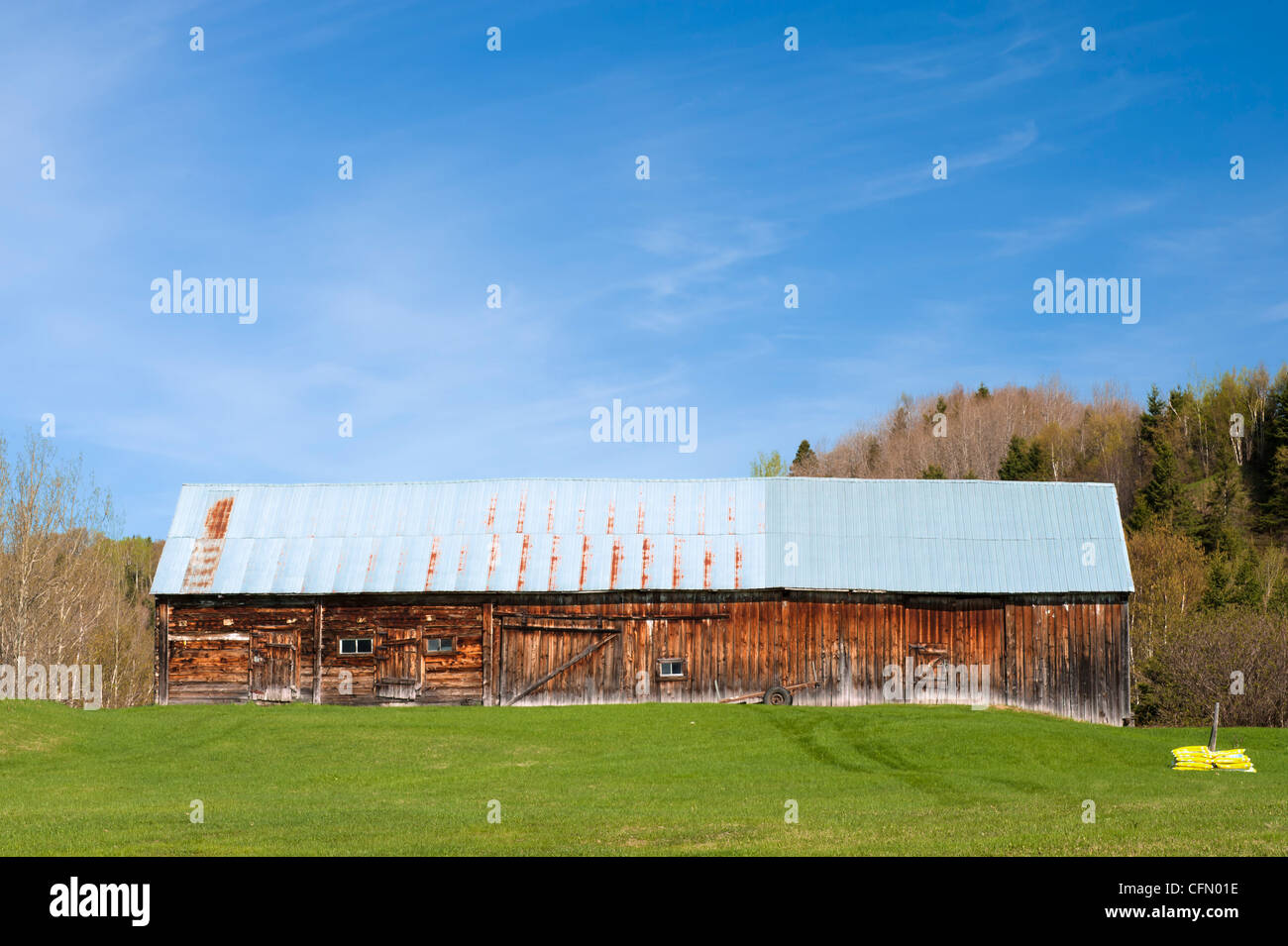 Old weathered wooden barn, Port-au-Persil, Charlevoix, Quebec, Canada ...