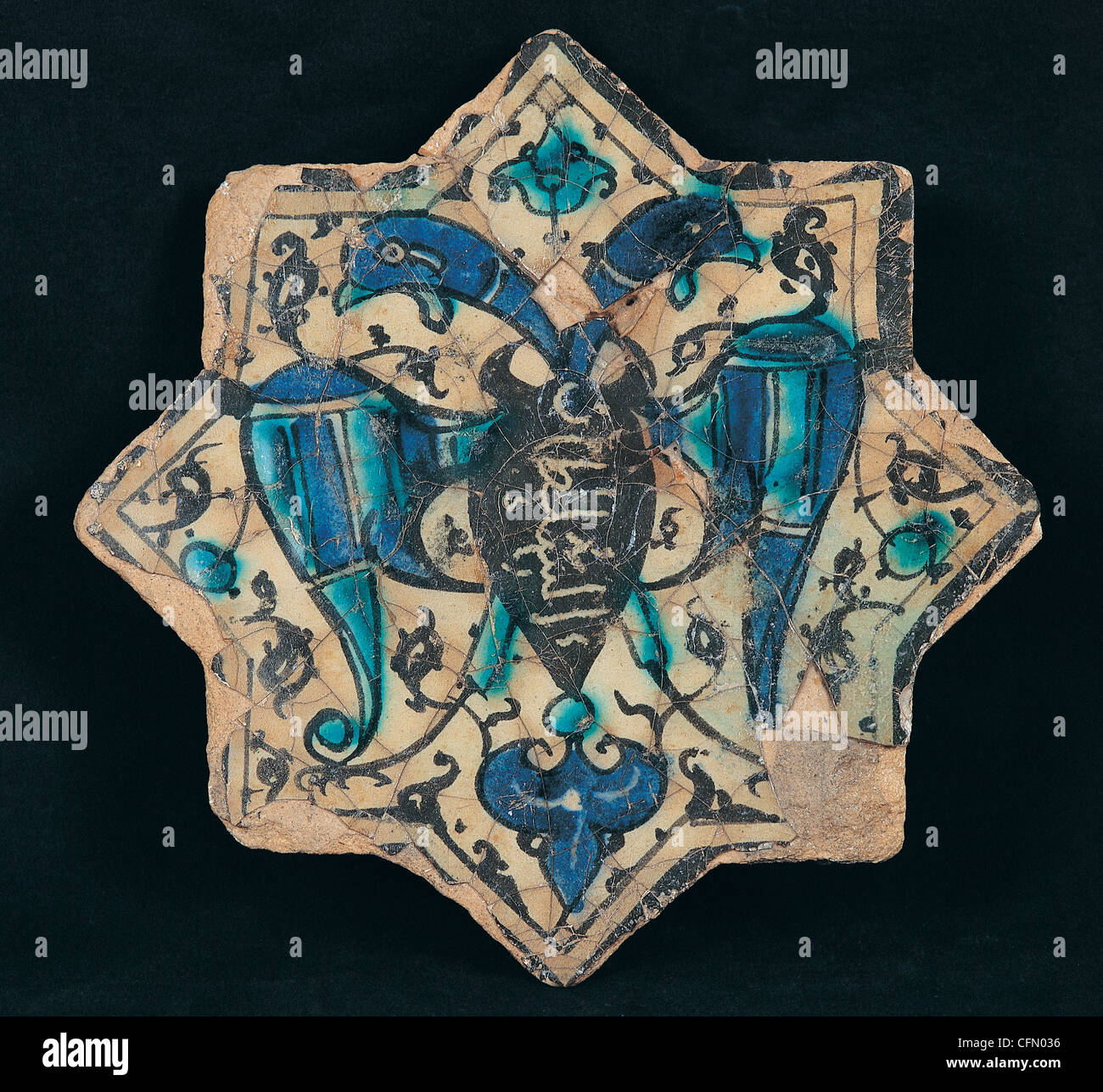 Seljuk tile double headed eagle figure A.D. 1236 Kubadabad Palace ...