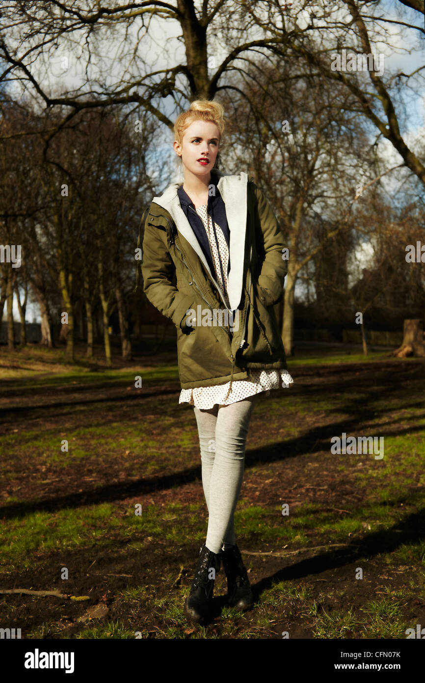 Country girl modeling autumn clothes Stock Photo - Alamy