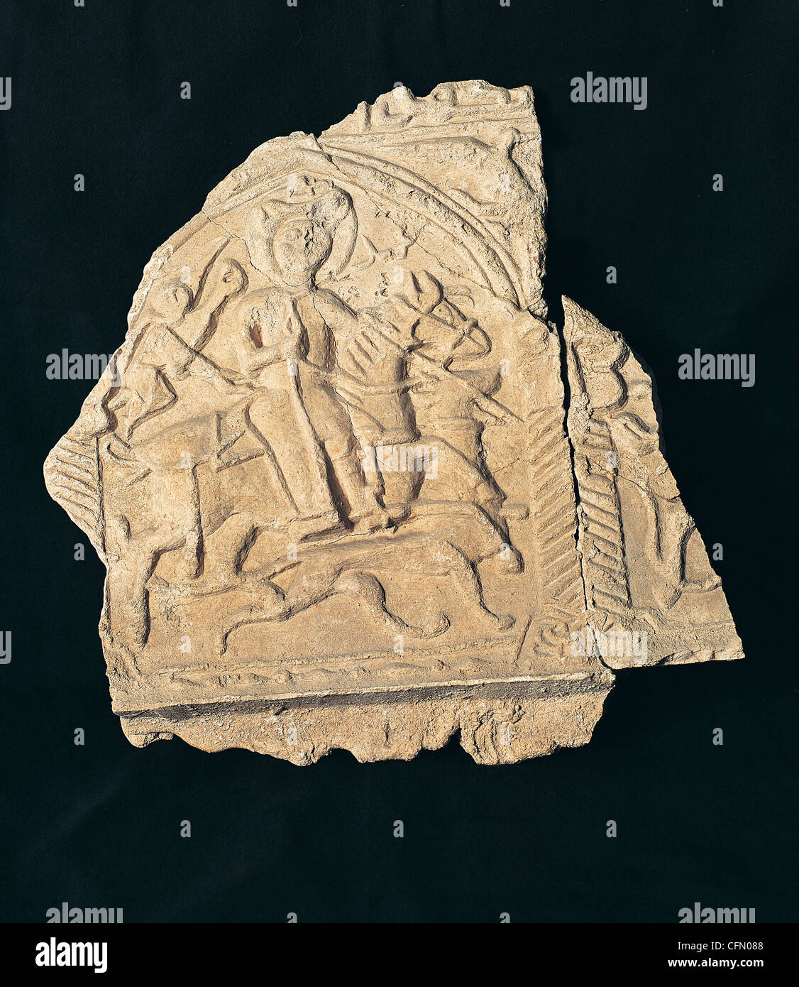 Seljuk tile hunting scene A.D. 1236 Kubadabad Palace, Konya Karatay ...