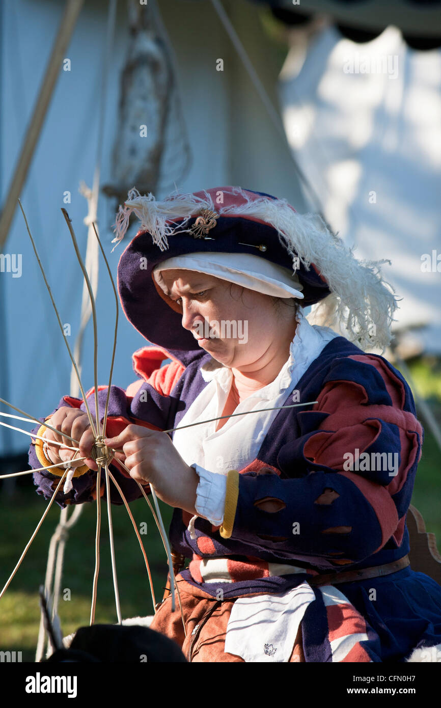 16th century basket weaving at living history fayre Stock Photo - Alamy