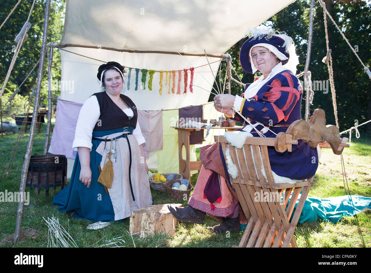 16th century basket weaving at living history fayre Stock Photo - Alamy