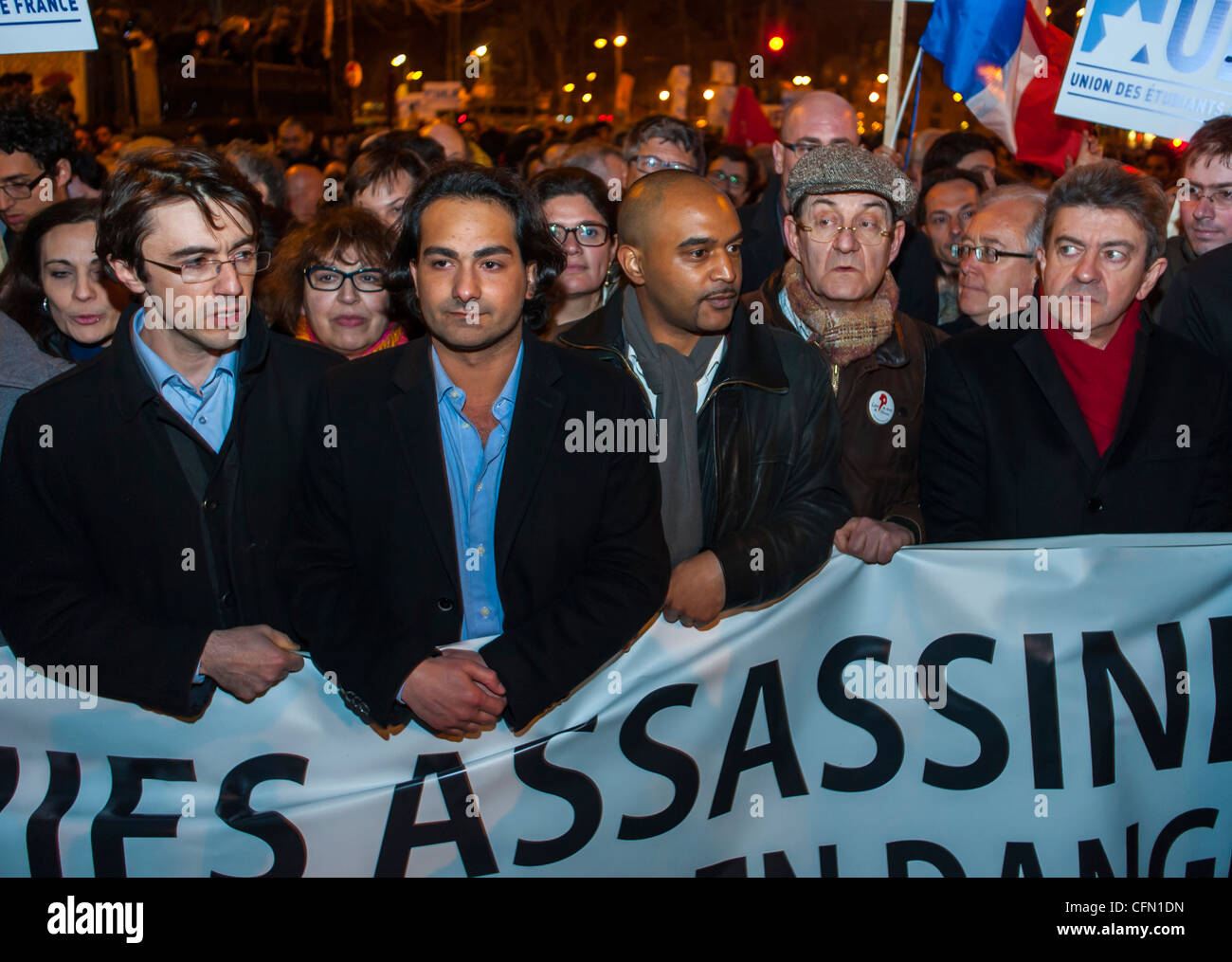 Paris, France, Large sad Crowd of Mixed French People in Silent March ...