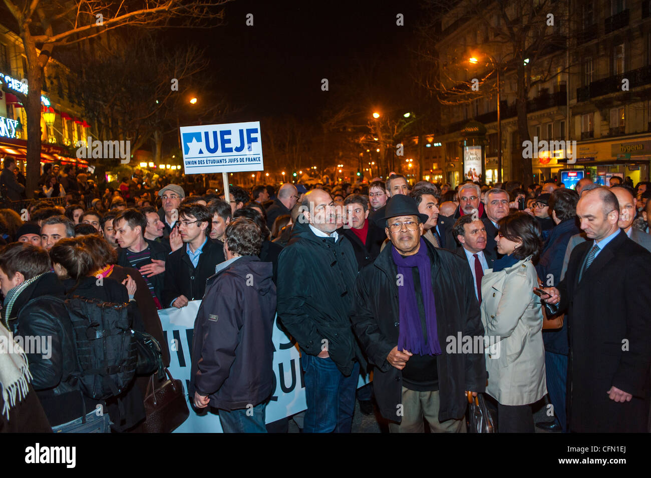 Paris, France, Huge Sad Crowd People, Jewish, UEJF, in Silent March ...