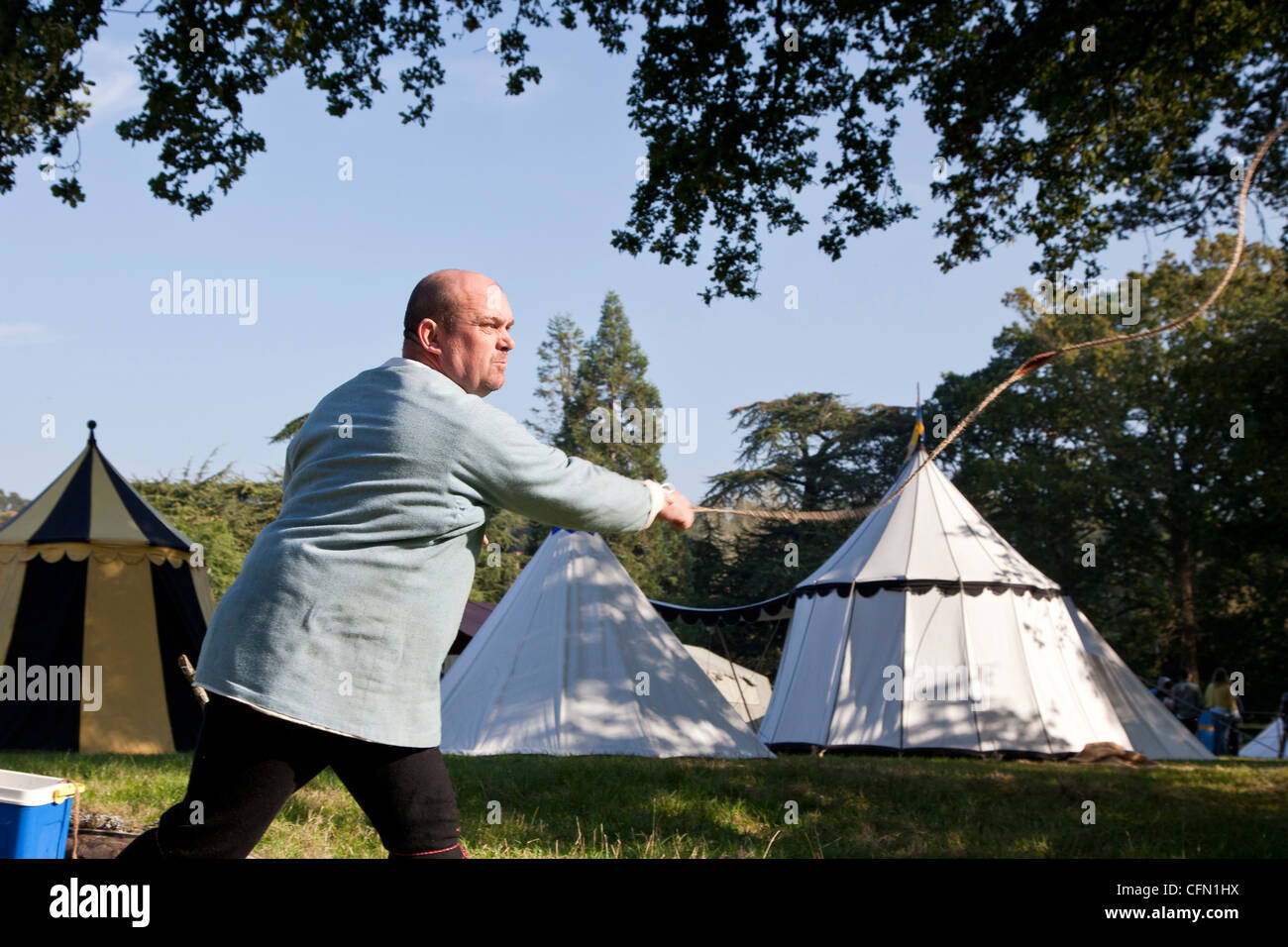 Slingshot demonstration at Mannington Hall in Norfolk Stock Photo - Alamy