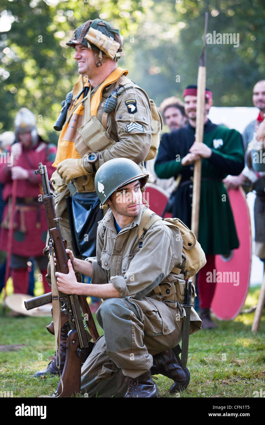 Demonstration of typical US army equipment issue during second world ...