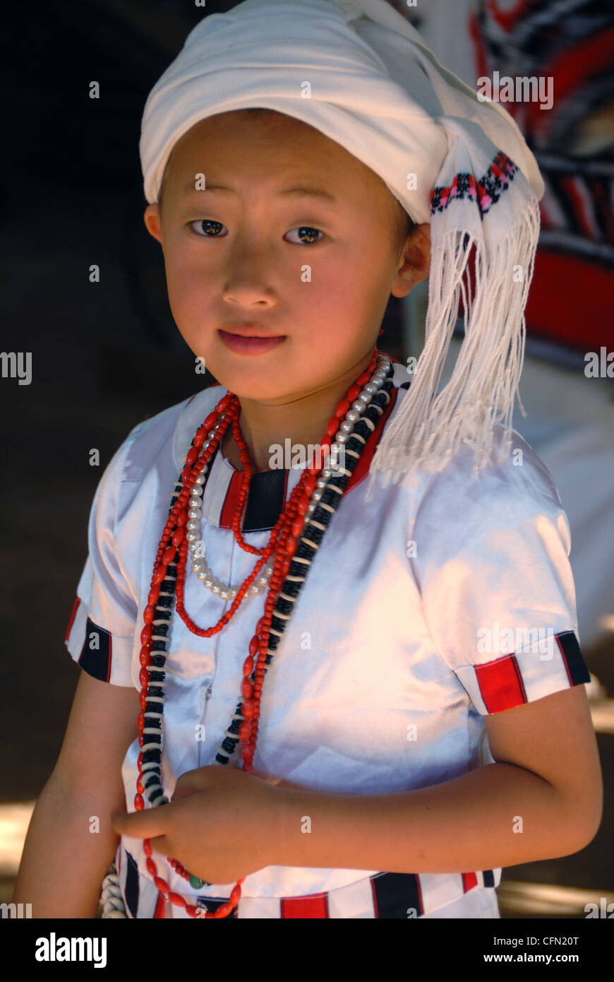 Young girl in Katchin costume in Chiang dao Chiang mai Northern ...
