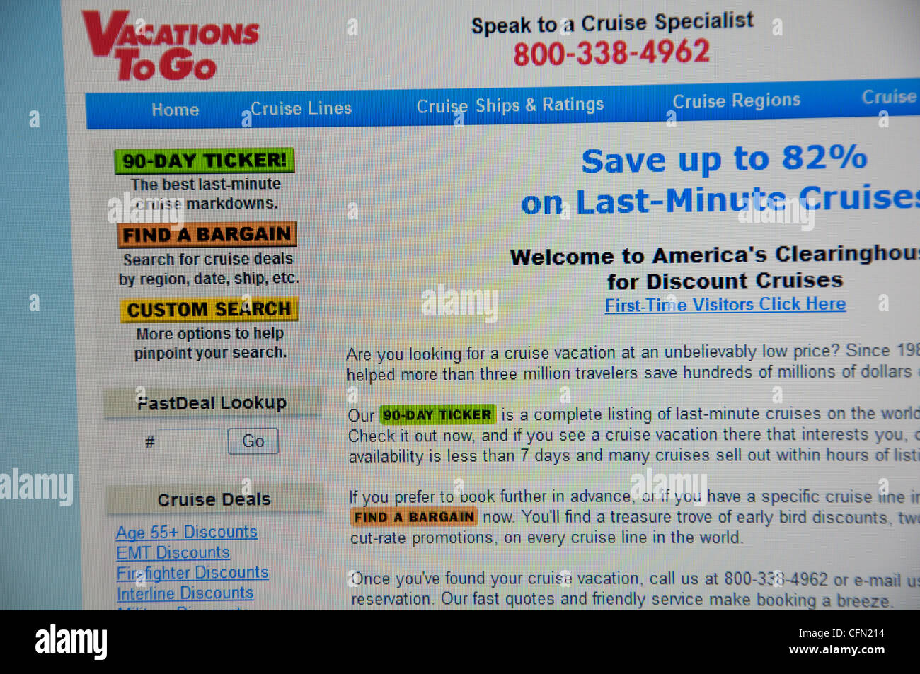 Vacations to go website screenshot Stock Photo - Alamy