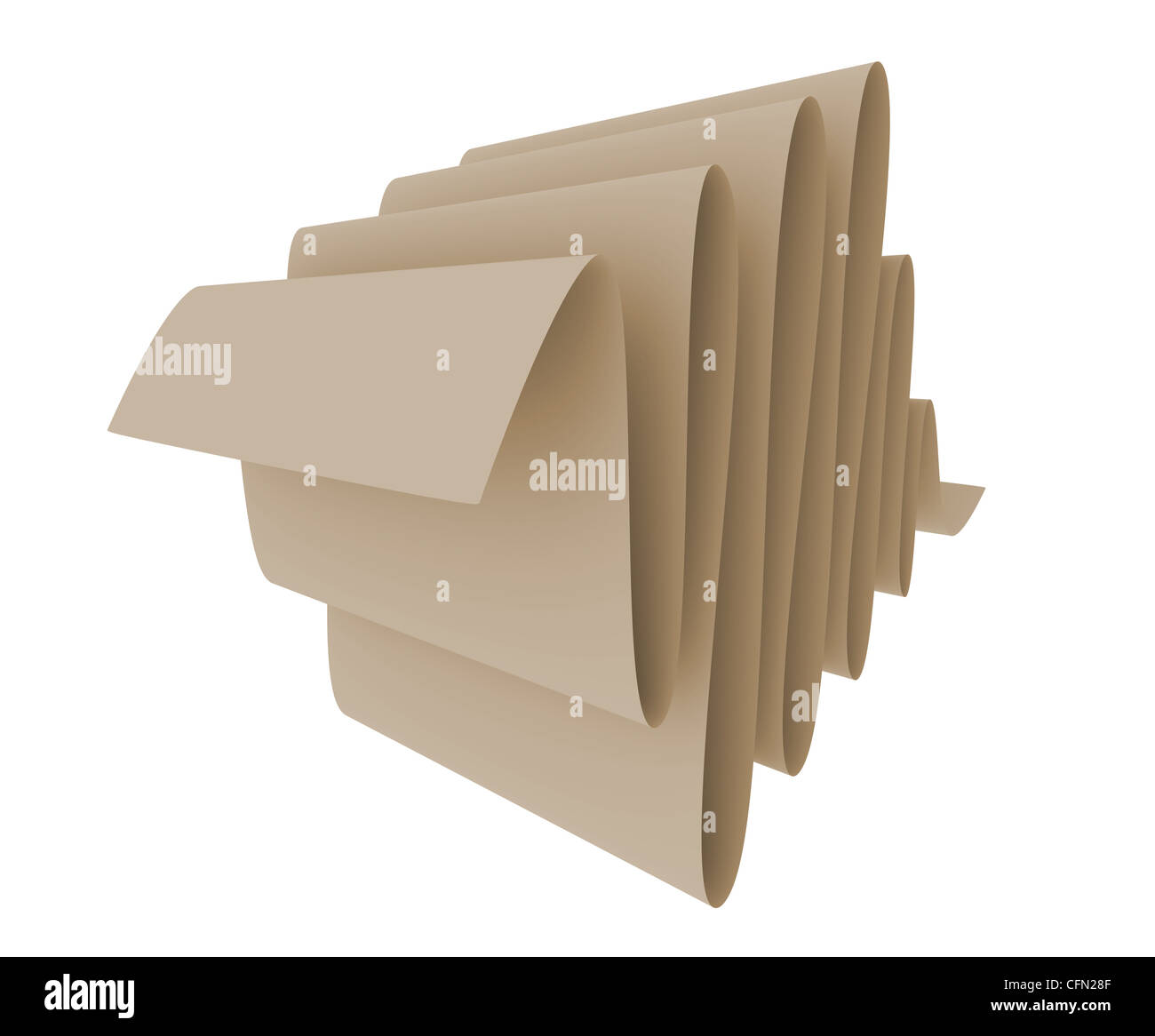 Blank and empty recycled paper sheet waves isolated on a white ...