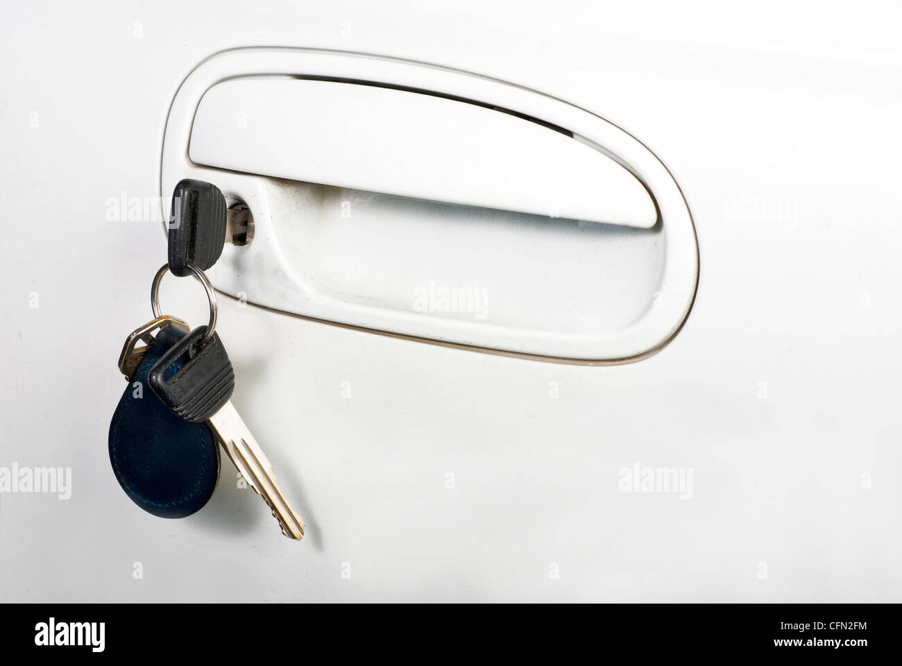 Keys are inserted into a car door handle Stock Photo - Alamy