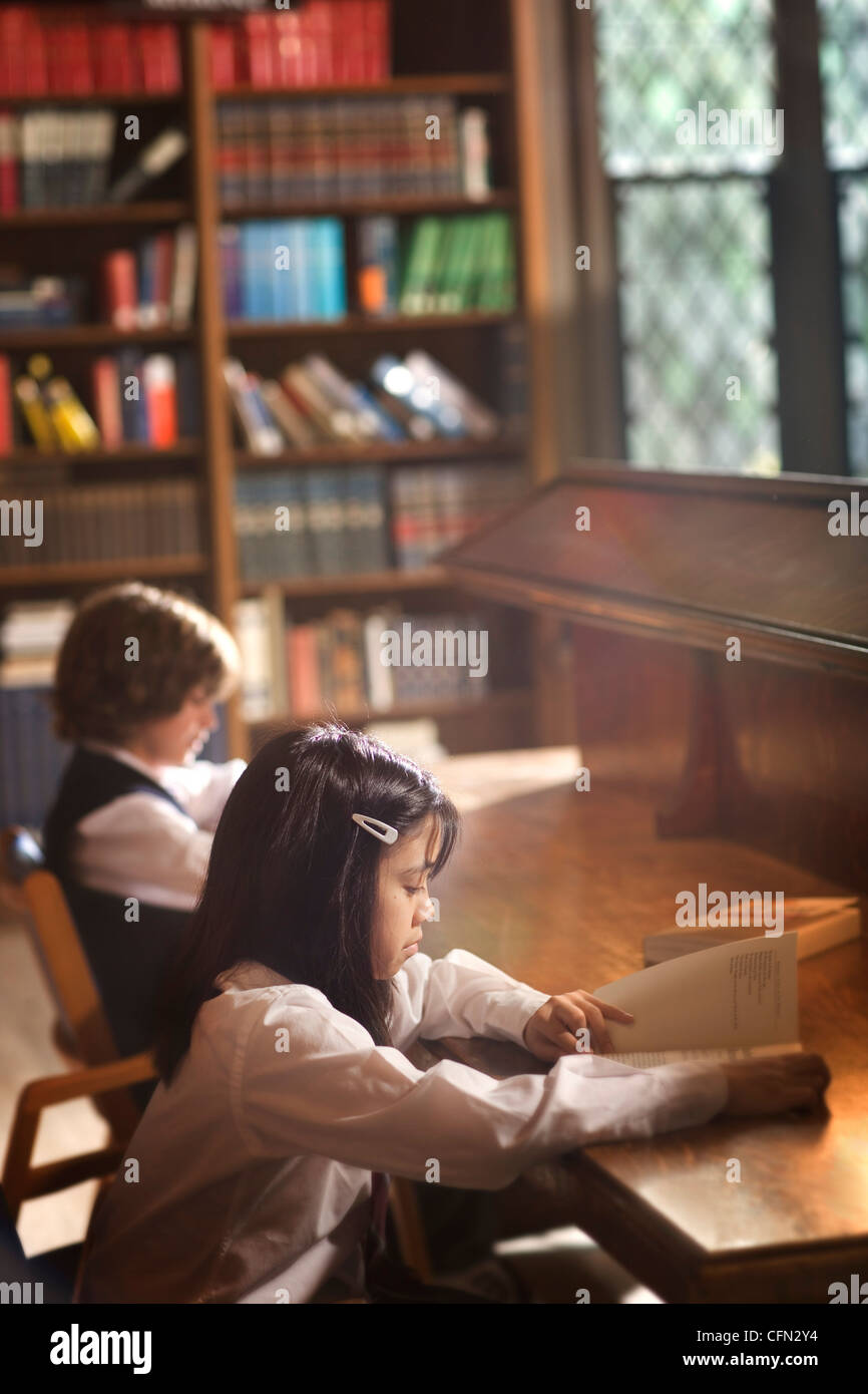 Students Reading in Library Stock Photo - Alamy