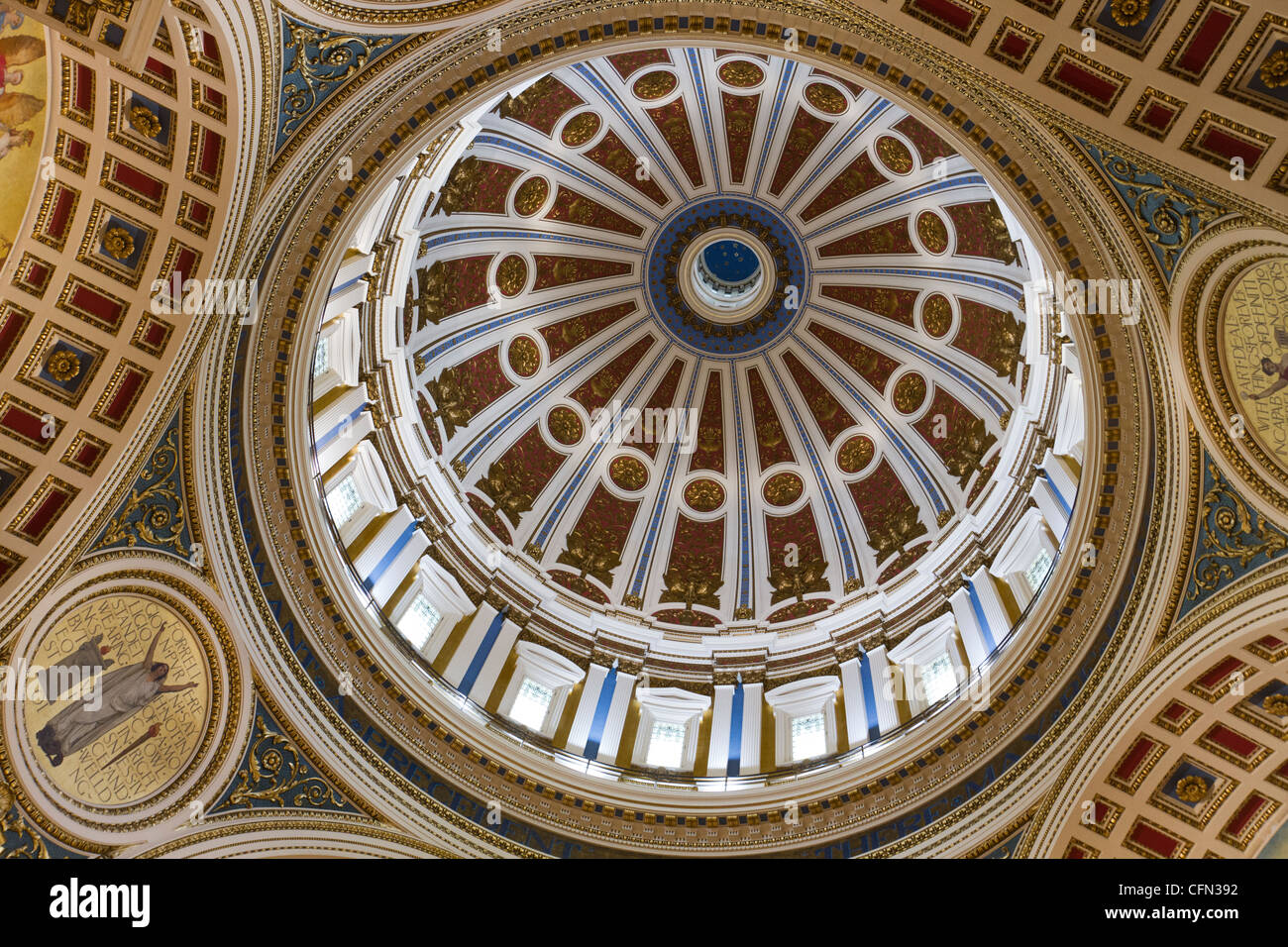Dome ceiling inside Pennsylvania state capitol building in Harrisburg ...