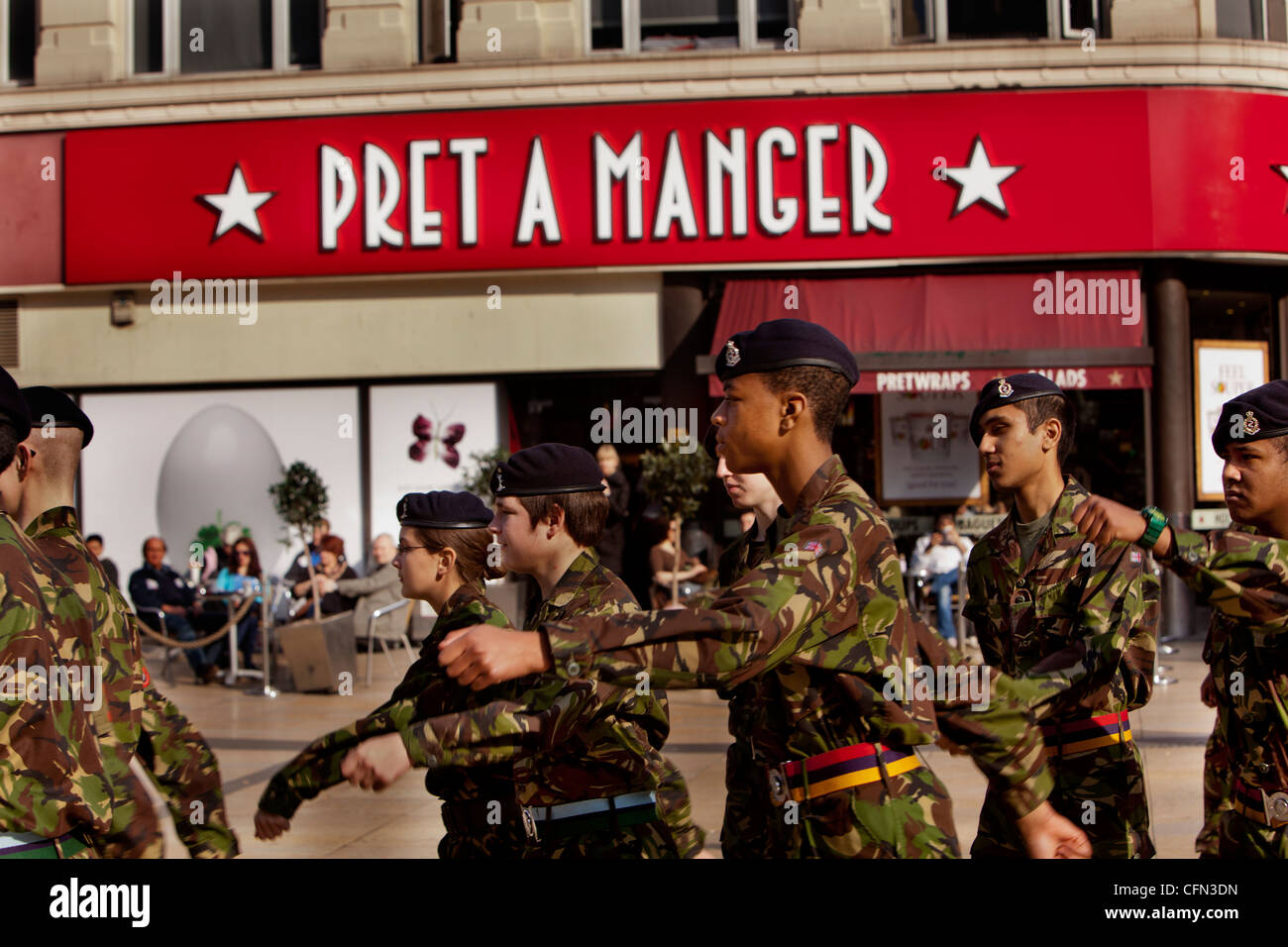 Troops from the Territorial Army regiment The Royal Yeomanry marching ...