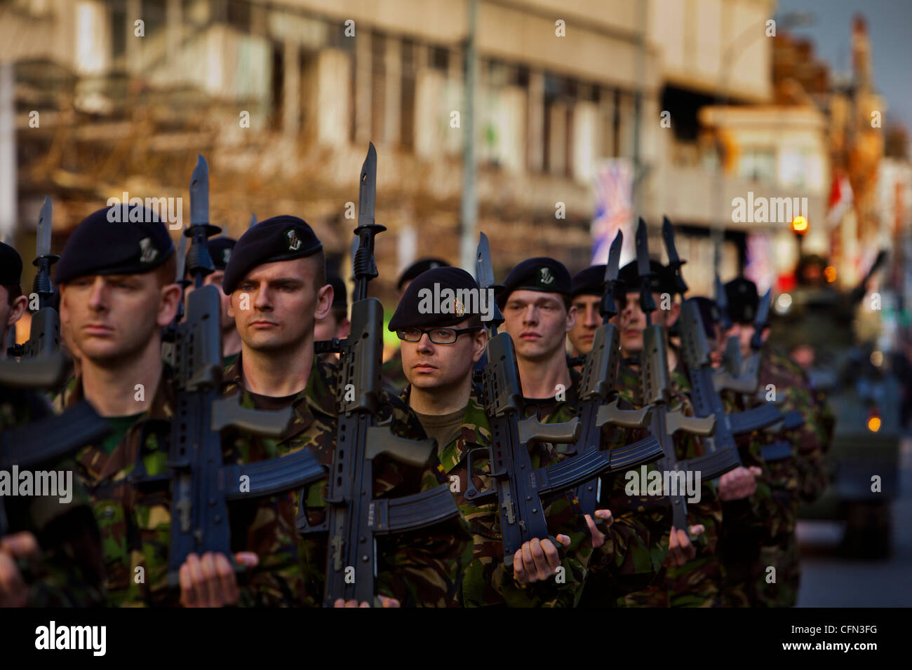 troops from the Territorial Army regiment The Royal Yeomanry marching ...