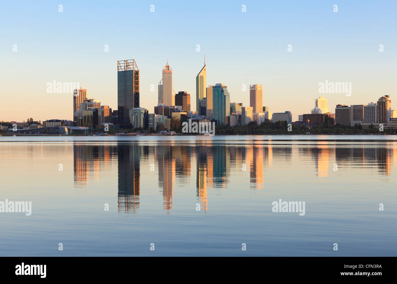 The city at sunrise with new City Square BHP Tower. March 2012 Stock ...