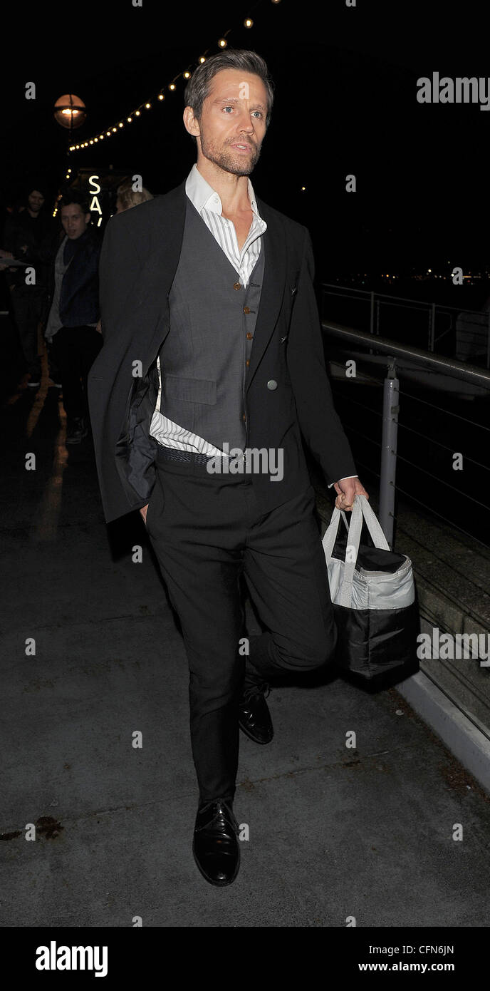 Jason Orange of 'Take That' arriving at the Savoy Pier. The BRIT Awards ...