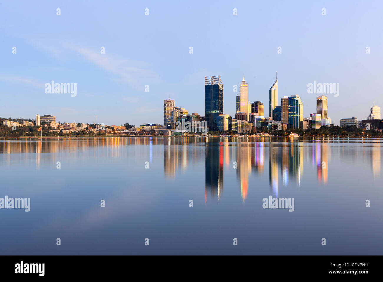 The city at sunrise with new City Square BHP Tower. March 2012. Perth ...