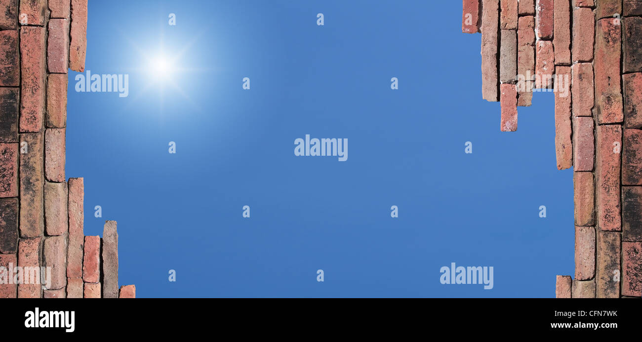 Sky background with brick parapet hi-res stock photography and images ...