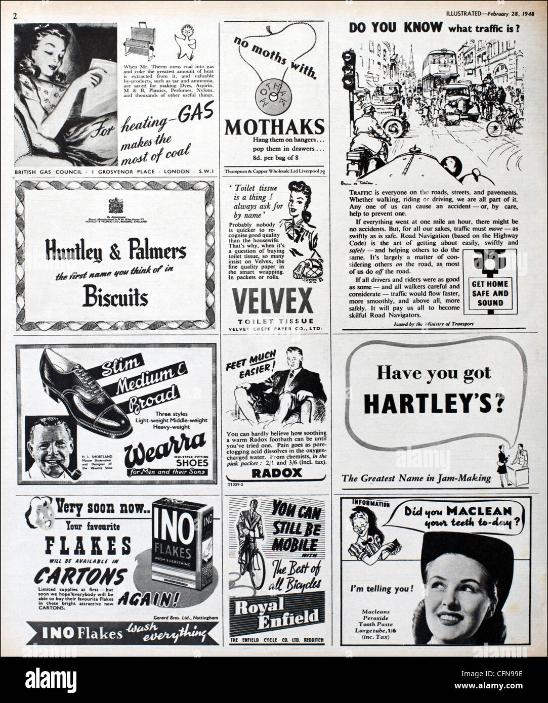Original full page of advertisements in magazine of the 1940s Stock ...