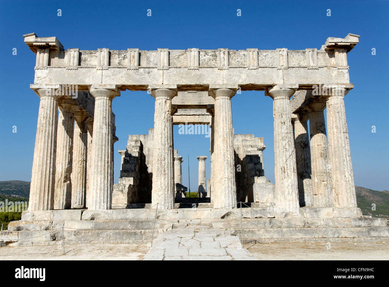 Aegina. Greece. View of the front (facing east) of the impressive ...