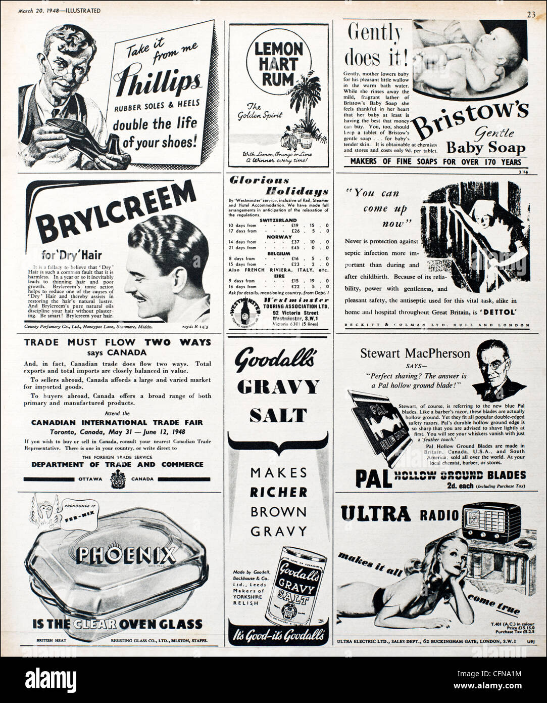 Original full page of advertisements in magazine of the 1940s ...