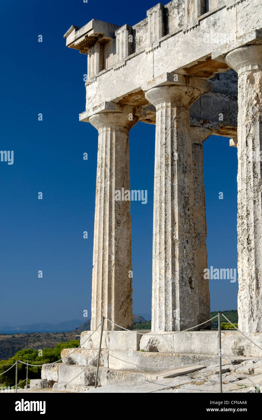 Aegina. Greece. View of the front left of the impressive Temple of ...